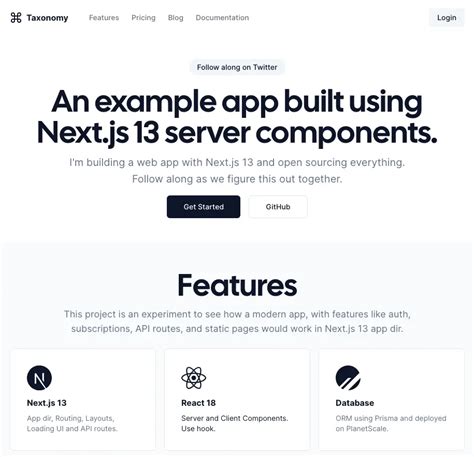 Taxonomy Open Source Full Stack App With Next13