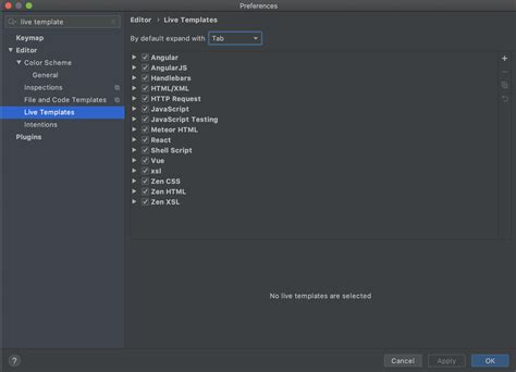 Intellij Live Templates Seems To Be Locked Buttons For New Or