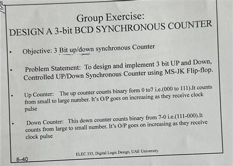 solved group exercise design a 3 bit bcd synchronous
