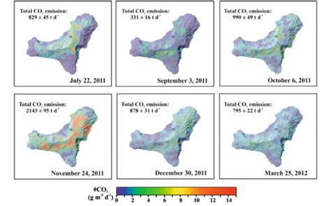 co flux maps 2 of el hierro island constructed from an average of 100