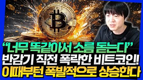 너무 똑같아서 소름 돋는다 반감기 직전 폭락한 비트코인 이때부턴 폭발적으로 상승한다 Youtube