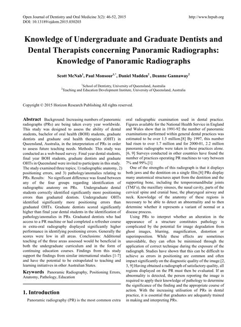 Pdf Knowledge Of Undergraduate And Graduate Dentists And Dental Therapists Concerning