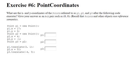 Solved Exercise 6 PointCoordinates What Are The X And Chegg Com