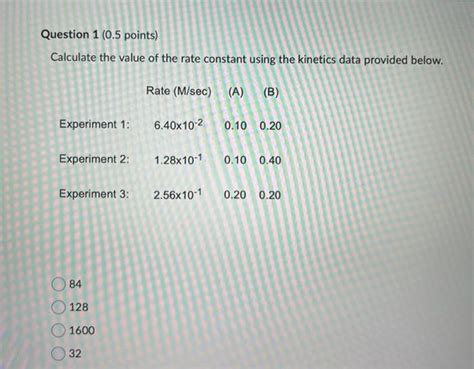 solved calculate the value of the rate constant using the