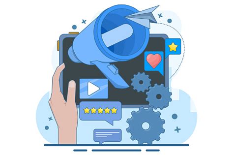 소셜 네트워크 프로모션 개념입니다 소셜 미디어 마케팅 디지털 프로모션 캠페인 웹 분석 Smm 전략 챗봇 비디오 방송 스토리 좋아요 댓글 공유 제공 평면 벡터 그림입니다