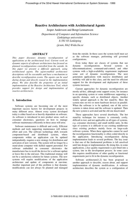 Pdf Reactive Architectures With Architectural Agents