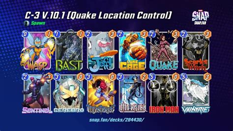 c 3 v 10 1 quake location control by spawn marvel snap decks snap fan