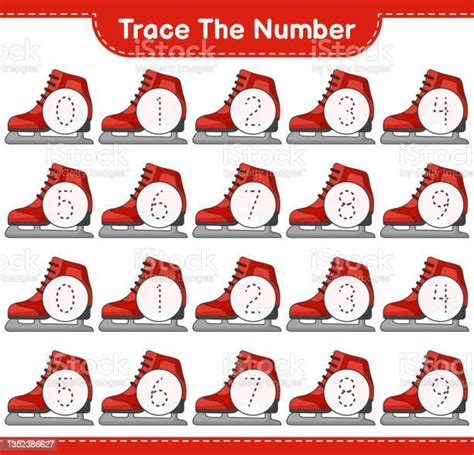 숫자를 추적합니다 아이스 스케이트로 숫자를 추적합니다 교육 어린이 게임 인쇄 워크 시트 벡터 일러스트레이션 0명에 대한 스톡 벡터 아트 및 기타 이미지 Istock