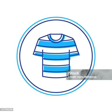 흰색 배경에 고립 된 윤곽 줄무늬 선원 티셔츠 아이콘 해양 물체 벡터 0명에 대한 스톡 벡터 아트 및 기타 이미지 0명 T