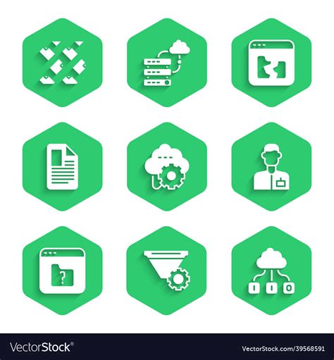 set cloud technology data transfer filter setting vector image