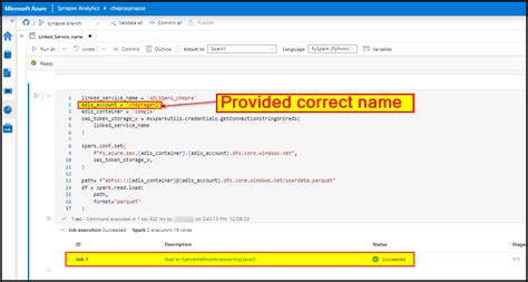 synapse pyspark secondary linked service credential unable to read
