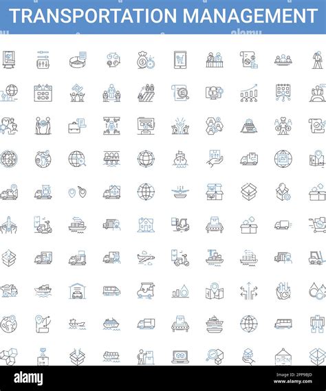 Transportation Management Outline Icons Collection Shipping Logistics Tracking Traffic