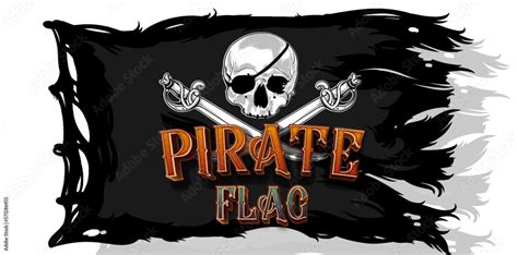 Vetor De Editable Text Effect Pirate Flag Red Yellow Font On Black Flag
