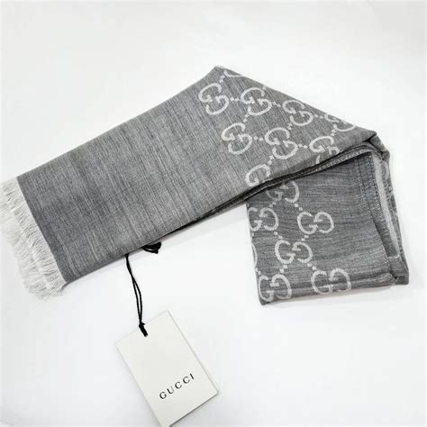 구찌 Gucci 자카드 Gg 로고 울 실크 머플러 스카프 베이지 트렌비