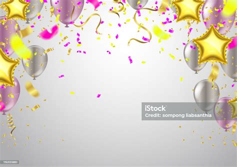 배너를 축 하 합니다 색종이와 파티 플래그입니다 벡터 일러스트 레이 션 디자인 서식 파일입니다 떨어지는 반짝 행복 한 휴일