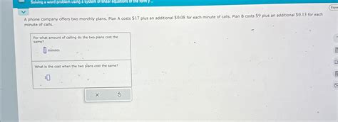 Solved Solving A Word Problem Using A System Of Linear