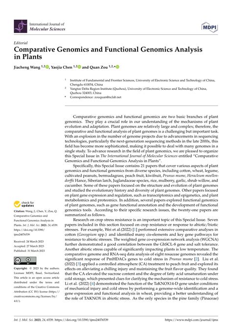Pdf Comparative Genomics And Functional Genomics Analysis In Plants