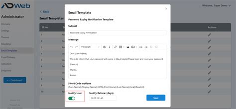 Password Expiry Notifications Docs