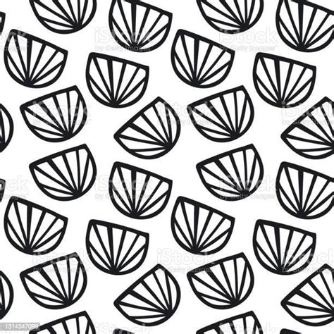 양식에 일치시키는 조개 끝없는 반복 가능한 질감의 흑백 매끄러운 패턴 검은색에 대한 스톡 벡터 아트 및 기타 이미지 검은색