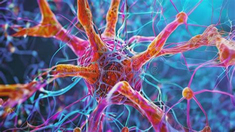 Neural Network Brain Synapse Connections Brain Stimulation Or Activity With Neuron Close Up