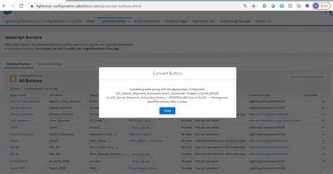 Javascript Java Script Button In Lightning Configuration Conversion