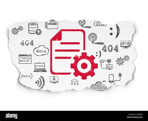 Software Concept Gear On Torn Paper Background Stock Photo Alamy