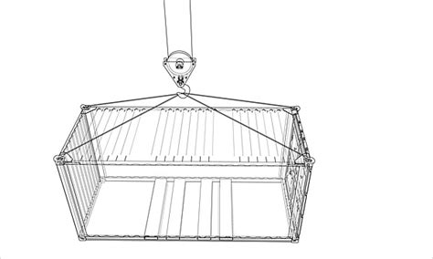 Cargo Container Wire Frame Style Heavy Equipment Wire Frame Vector