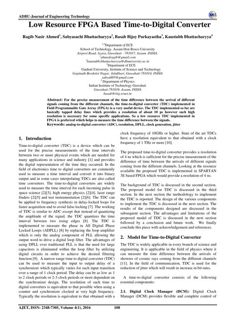 PDF Low Resource FPGA Based Time To Digital Converter