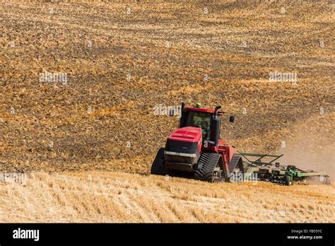Case Quadtrac Tractor Discing A Field Of Wheat Stubble In The Palouse