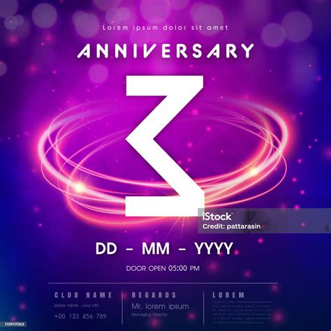 보라색 추상 미래 공간 배경에 3 년 기념일 로고 템플릿 3 현대 기술 디자인 하이테크 네트워크 디지털 기술 개념 디자인 요소와 숫자를 축 하 광고에 대한 스톡 벡터 아트
