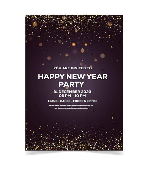 새해 축하 파티 포스터 템플릿 프리미엄 벡터