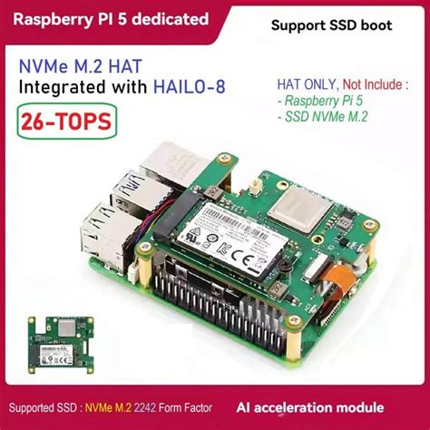 Jual Nvme M2 Hat Integrated With Hailo 8 26 Tops Ai Accelerator For