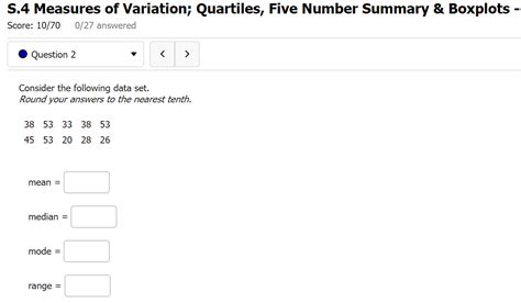 Solved S4 Measures Of Variation Quartiles Five Number