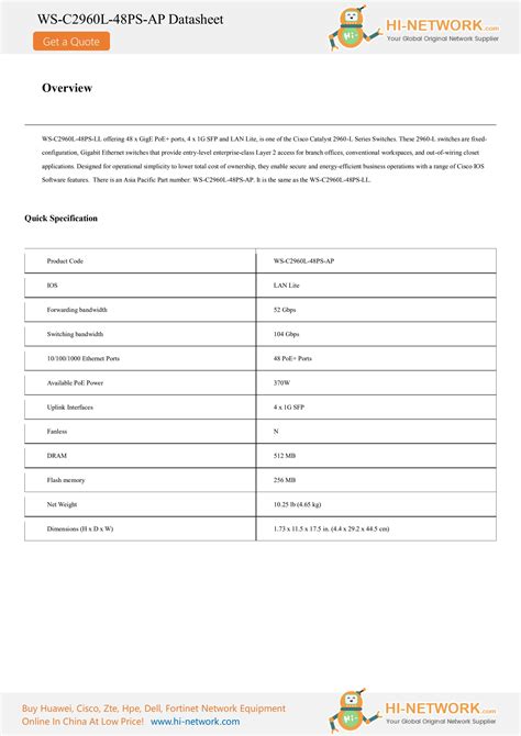 Cisco Ws C2960l 48ps Ap Datasheet Pdf By Hi Network Issuu
