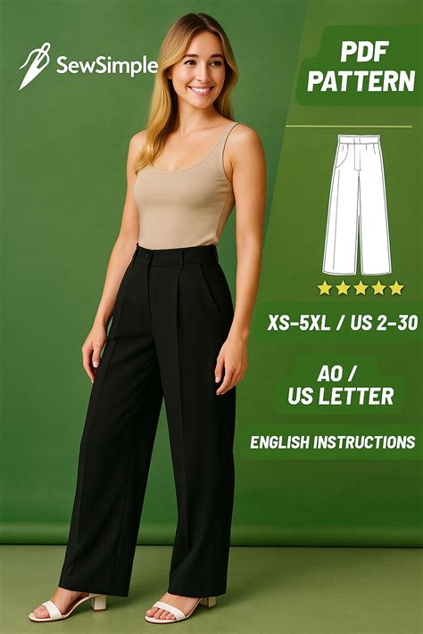 High Waisted Wide Leg Pants Sewing Pattern Sewsimple
