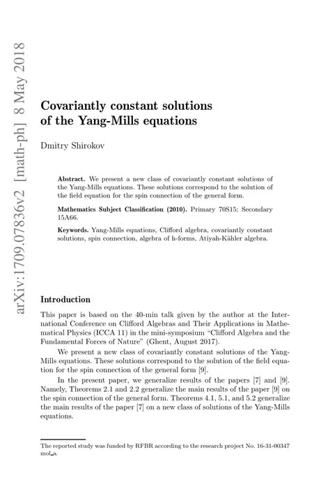 Pdf Covariantly Constant Solutions Of The Yangmills Equations
