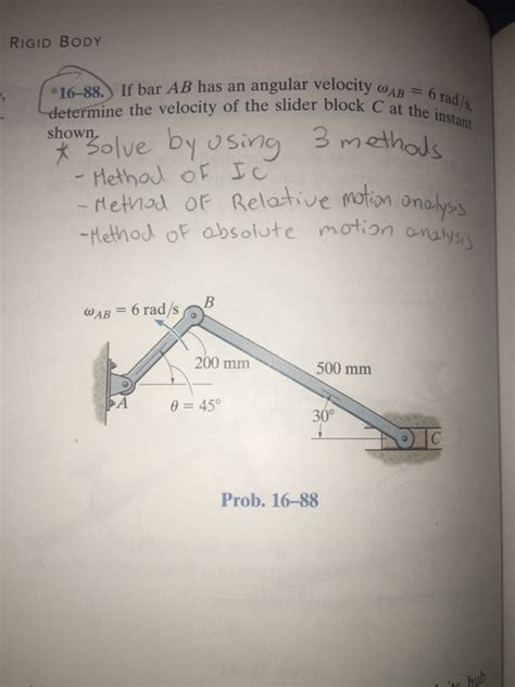 Solved If Bar Ab Has An Angular Velocity Omega Ab 6 Rad S
