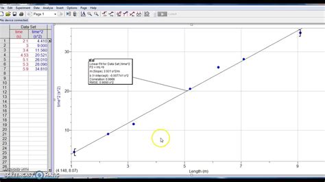 Linearizing Data Using Vernier Logger Prog Youtube
