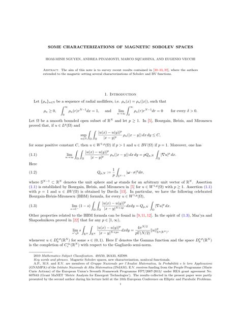 Pdf Some Characterizations Of Magnetic Sobolev Spaces