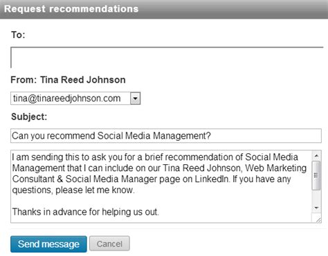 Linkedin Request Recommendation Part2 Tina Reed Johnson