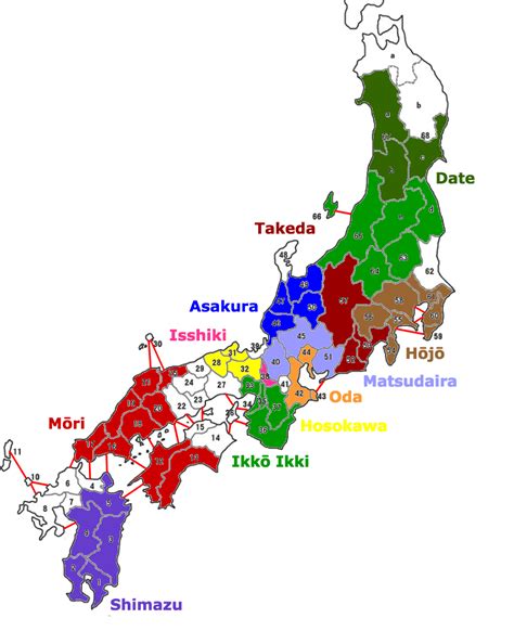Japanese Samurai Era Map Feudal Map Of Japan Between 1564 73