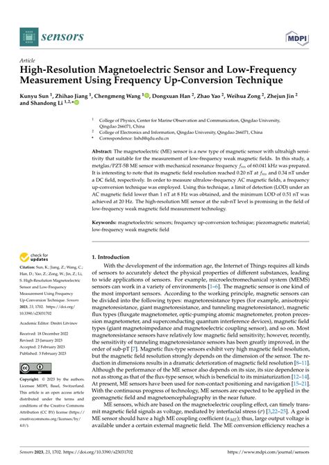 Pdf High Resolution Magnetoelectric Sensor And Low Frequency