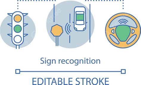 Autonomous Car Sign Detection Icon With Editable Stroke Vector