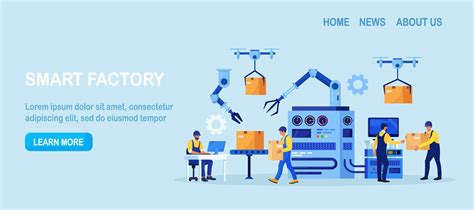 Premium Vector Efficient Smart Factory With Workers Robotic Arm