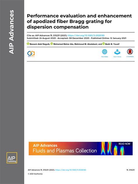 Pdf Performance Evaluation And Enhancement Of Apodized Fiber Bragg Grating For Dispersion
