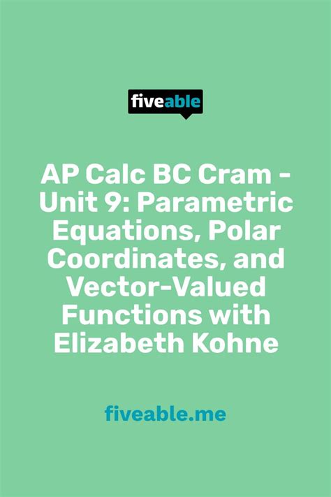 AP Calc BC Cram Unit Parametric Equations Polar Coordinates And Vector Valued Functions