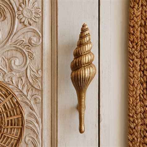 Brass Shell Door Handle Bowhome