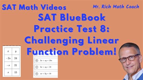 Sat Practice Test 8 Challenging Linear Function Problem Youtube