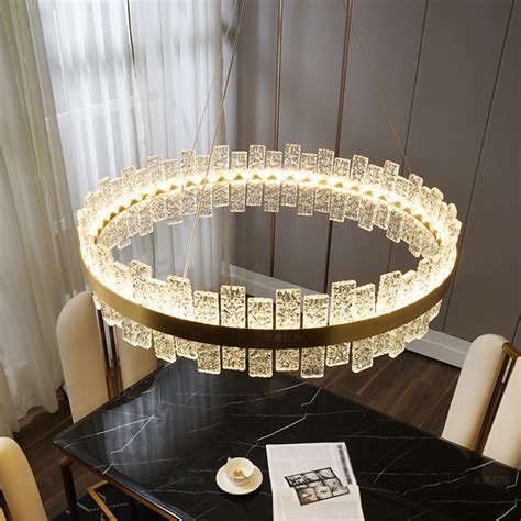 Rippled Crystal Loop Shaped Pendant Light Modern Brass Plated Led