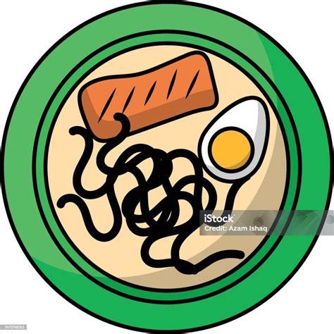 맑은 국물 라면 스프 개념 시오 라면 벡터 개요 색 아이콘 디자인 아시아 요리 기호 유명한 접시 기호 길거리 음식 스톡 일러스트